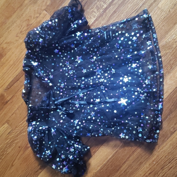 SHEIN | Tops | Tie Neck Sequin Galaxy Sheer Mesh Top | Poshmark